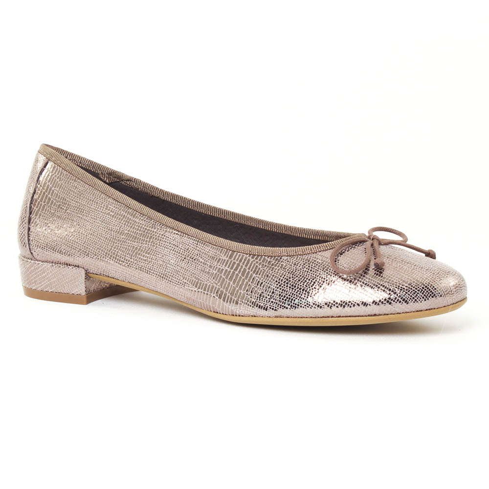 Maria Jaen 2143 Taupe | ballerine talon python doré printemps été chez TROIS PAR 3