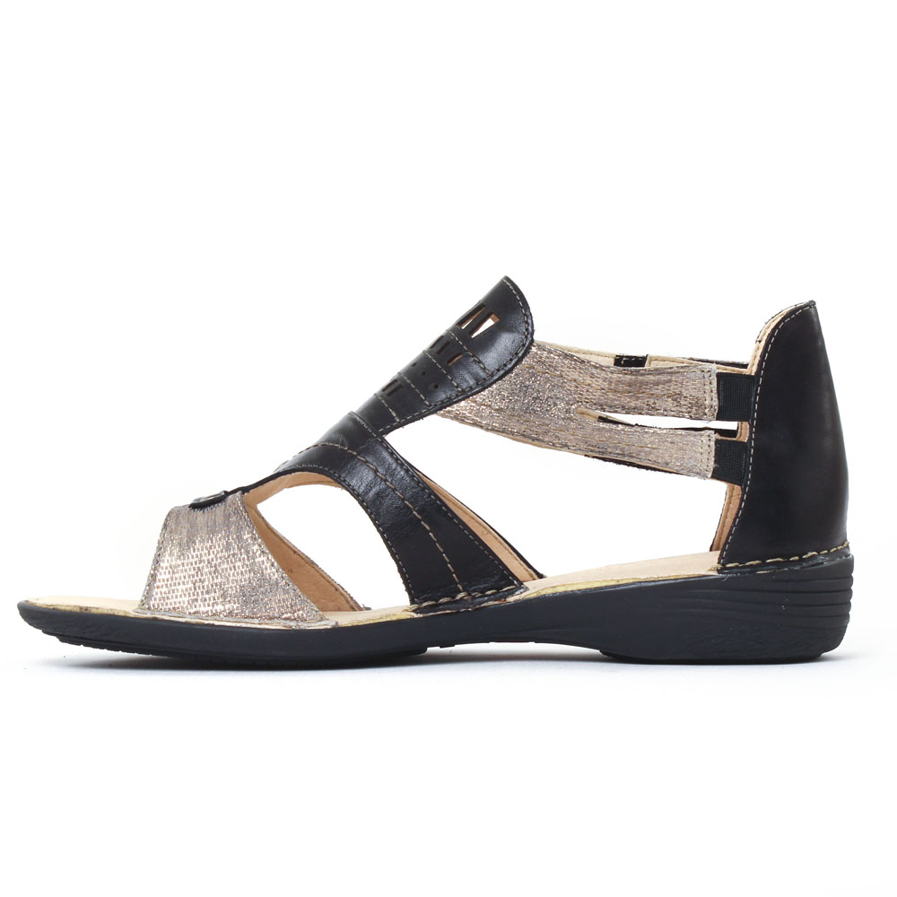 Dorking Oda 6769 Noir | sandales noir doré printemps été chez TROIS PAR 3